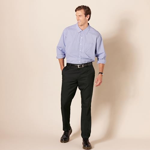 Amazon Essentials Men's Slim-Fit Flat-Front Dress Pant, Black, 34W x 32L