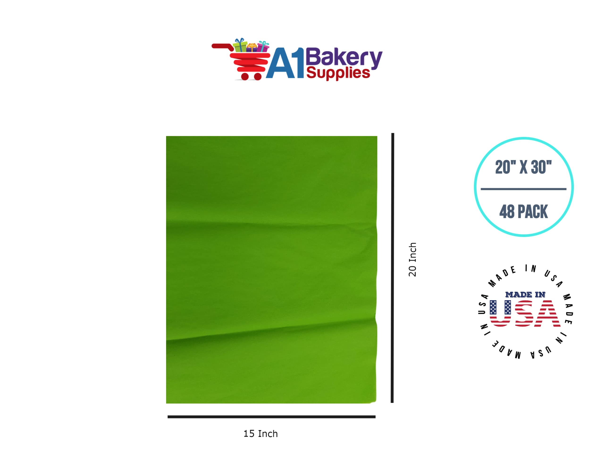 Bright Lime Tissue paper 20 x 30 Color Tissue paper 48 Pack Premium Quality Gift Wrap Tissue paper A1BakerySupplies
