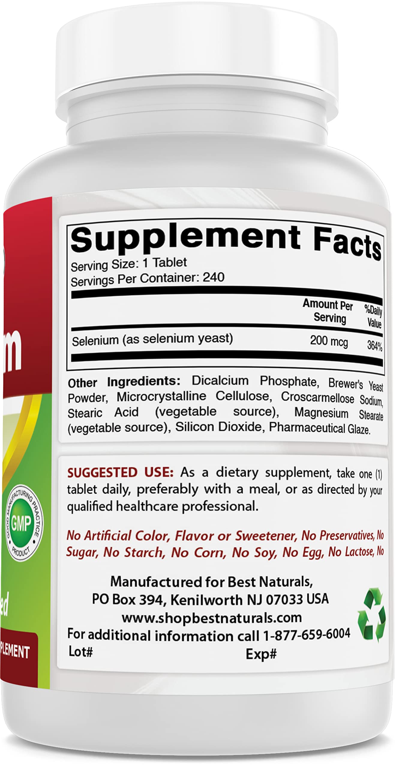 Best Naturals Selenium 200 mcg 240 Tablets - 3rd Party Lab Tested