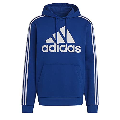 adidas Men's Standard 3-Stripes Fleece Hooded Sweatshirt, Team Royal Blue/White, 4X-Large