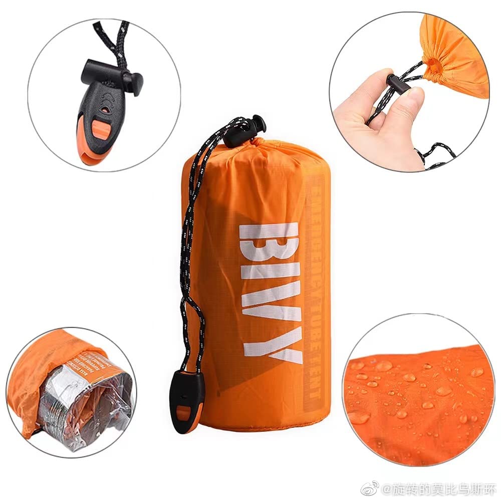 ACIDI 2 Person Adult Emergency Bivy Sack Thermal Survival Sleeping Bag Portable Bivy Blanket for Camping, Hiking