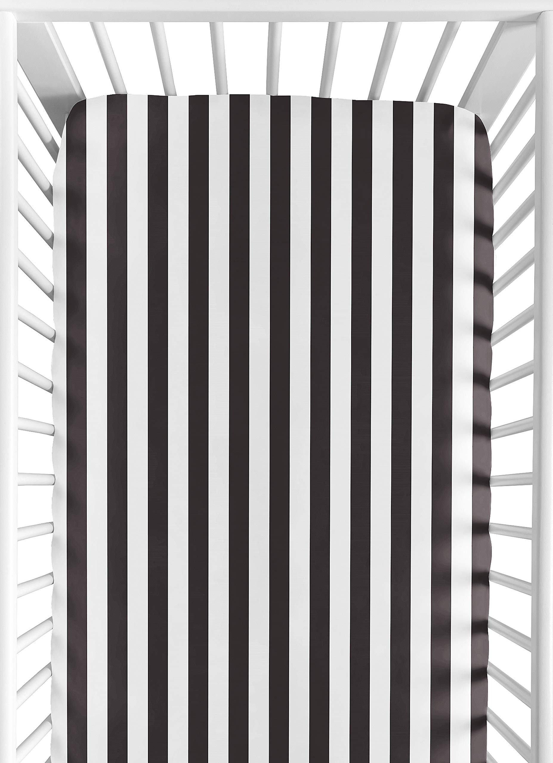 Fitted Crib Sheet for Paris Baby or Toddler Bedding by Sweet Jojo Designs - Black and White Stripe