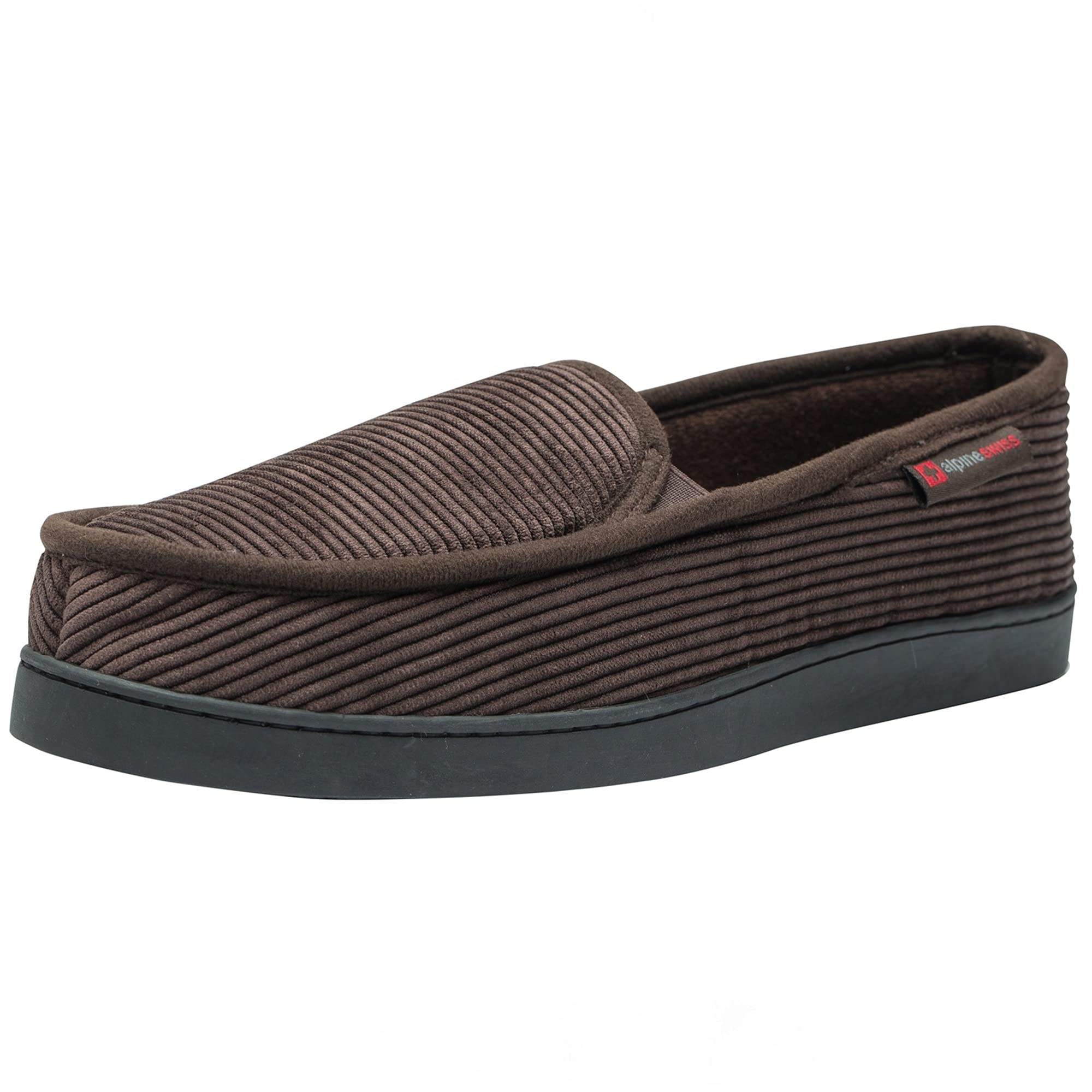 Alpine Swiss Steve Mens Wide Moccasin Slippers Memory Foam Slip On Indoor House Shoes Brown 16 W US