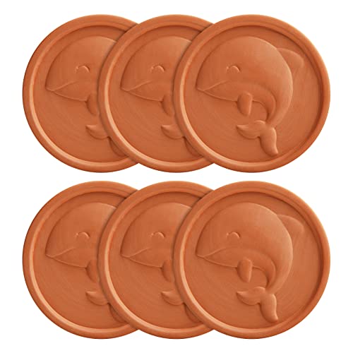 BARST Brown Sugar Saver and Softener Disc, Brown Sugar Keeper with Lovely Dolphin Design for Food Storage Containers, Reusable & Food Safe, Terracotta 6 Pack