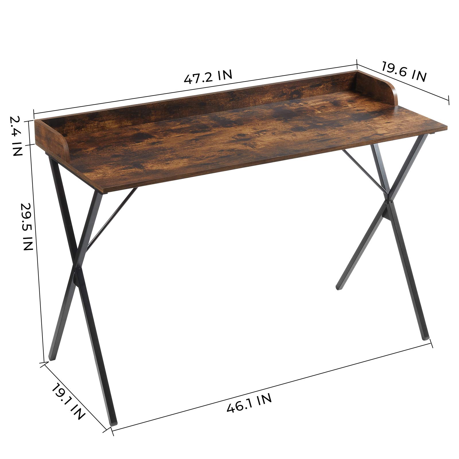 Alecono Computer Desk 47'' Writing Desk for Home Office Small Spaces with Baffle Modern Study Sturdy PC Gaming Table, Rustic Brown