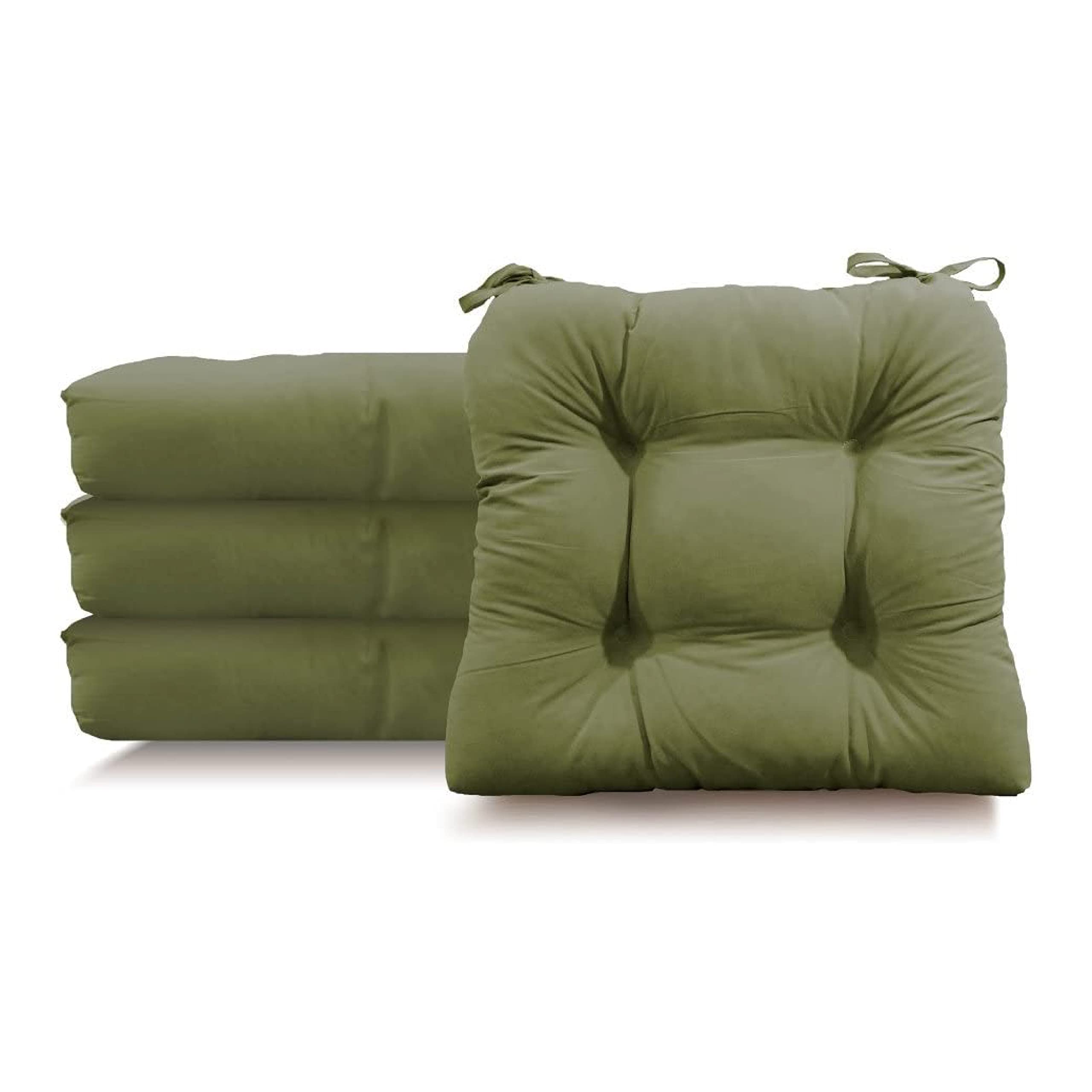 Arlee Home Fashions – Fiber Filled Premium Chair Pads - Chair Pads with Tiebacks –17.25” L X 16” W – Tan - Set of 4