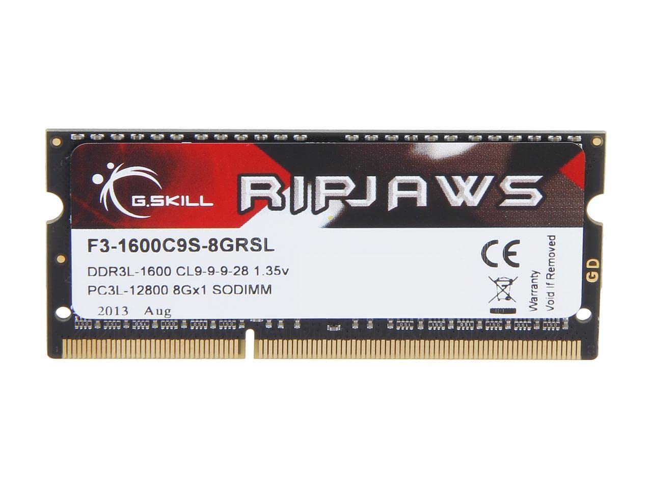 G.Skill Ripjaws Series 8GB 204-Pin DDR3 SO-DIMM DDR3 1600 (PC3 12800) Laptop Memory (F3-1600C9S-8GRSL)
