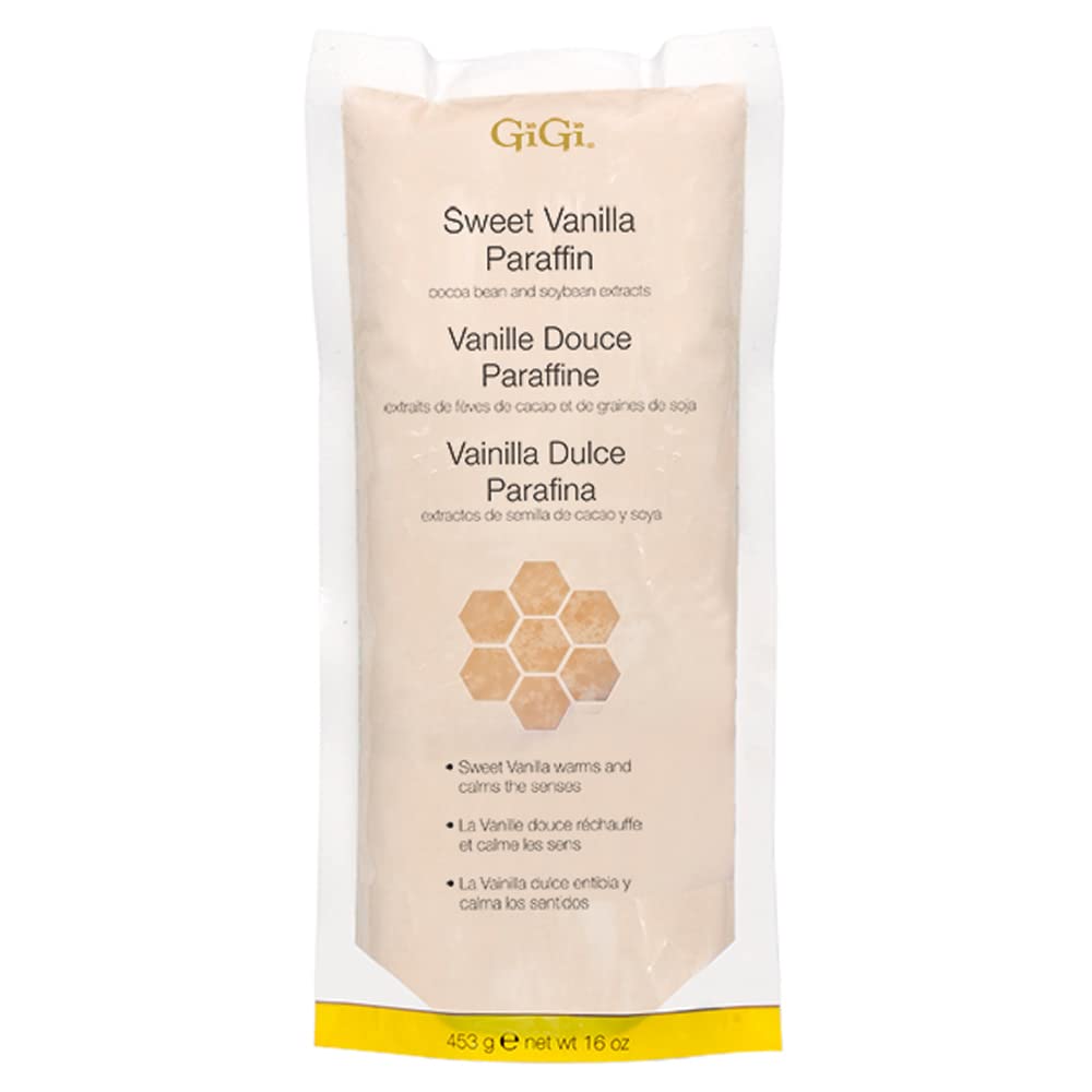 GiGi Paraffin Wax, Sweet Vanilla Paraffin Bath Wax With Spa Quality Finish, with Cocoa Bean and Soybean Extracts, 16 Oz.