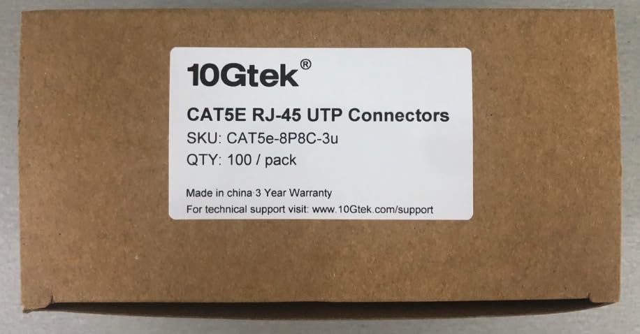 CAT5E RJ-45 UTP Connectors, RJ-45 Crimp Ends 8P8C Network Modular Plugs with Flexible Latch, 100-Pack