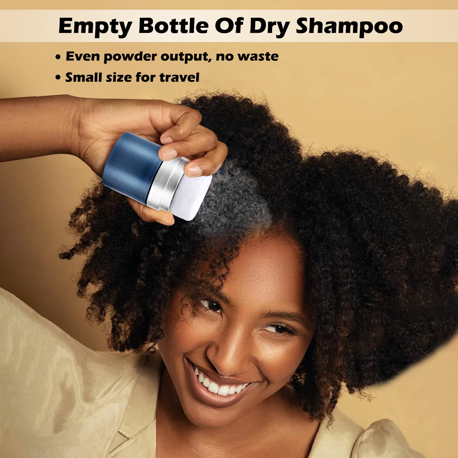 BABORUI Travel Size Dry Shampoo Empty Bottles, Mini Powder Puffer Bottle, Powder Dry Shampoo Refillable Travel Bottles, Reusable TSA Approved Travel Bottles for Dry Shampoo