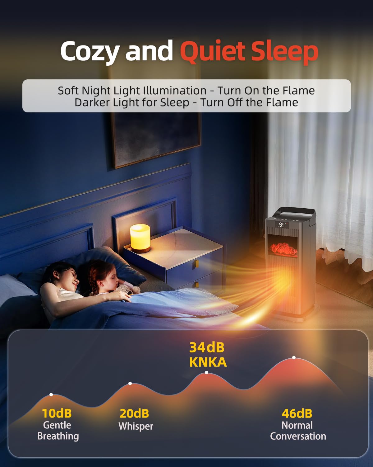 KNKA Space Heater with Thermostat, Electric Space Heaters for Indoor Use, 90° Oscillation, 4 Mode, 12H Timer, 1500W Fast Heating Ceramic Heater for Bedroom, Home, Office - ETL Certified, 13.78"