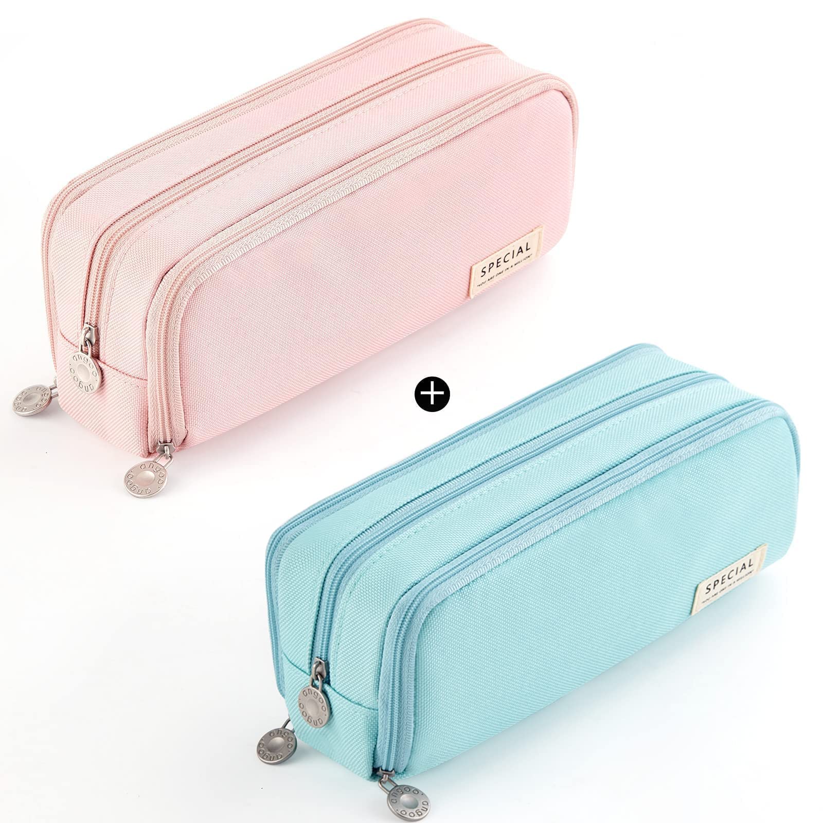CICIMELON 2 Pencil Case Large Capacity Pen Pouch 3 Compartment Pen Bag for School Teen Girl Boy Men Women