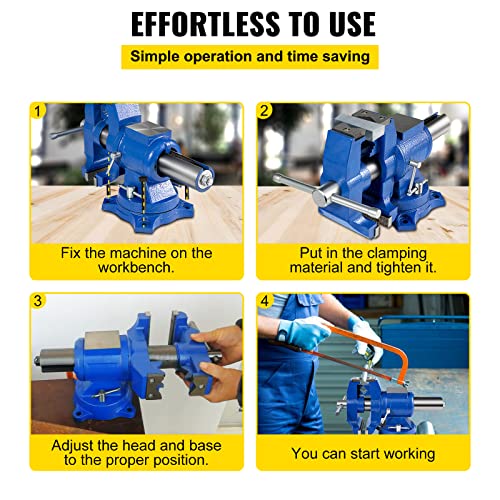 BestEquip 4" Heavy Duty Bench Vise , Double Swivel Rotating Vise Head/Body Rotates 360° ,Pipe Vise Bench Vices 15Kn Clamping Force,for Clamping Fixing Equipment Home or Industrial Use