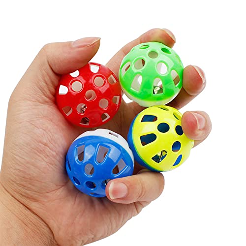 Bekith 120 Pack Plastic Cat Toy Ball with Bell, Kitten Chase Toy Interactive Cat Toys 6 Assorted Color
