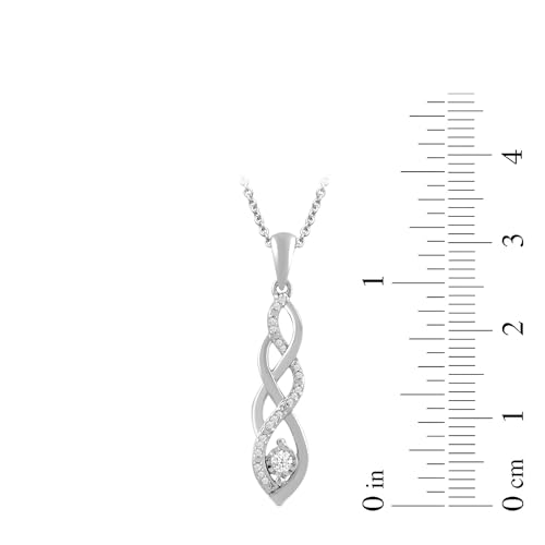 Amazon Essentials Women Sterling Silver Diamond Twist Pendant Necklace and Earrings Box Set (1/5 cttw), 18", (previously Amazon Collection)