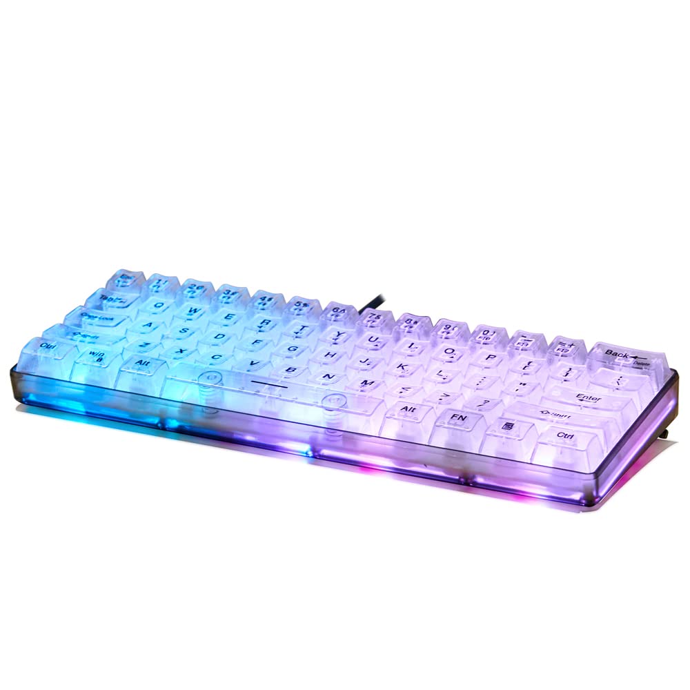 7KEYS 60% Percent Gaming Keyboard, 61 Keys Colorful RGB Backlight Transparent, Portable and Compact, Anti-ghosting Gaming Keys, USB-C Detachable Wired Cable for Mac, Laptop, PC Gaming