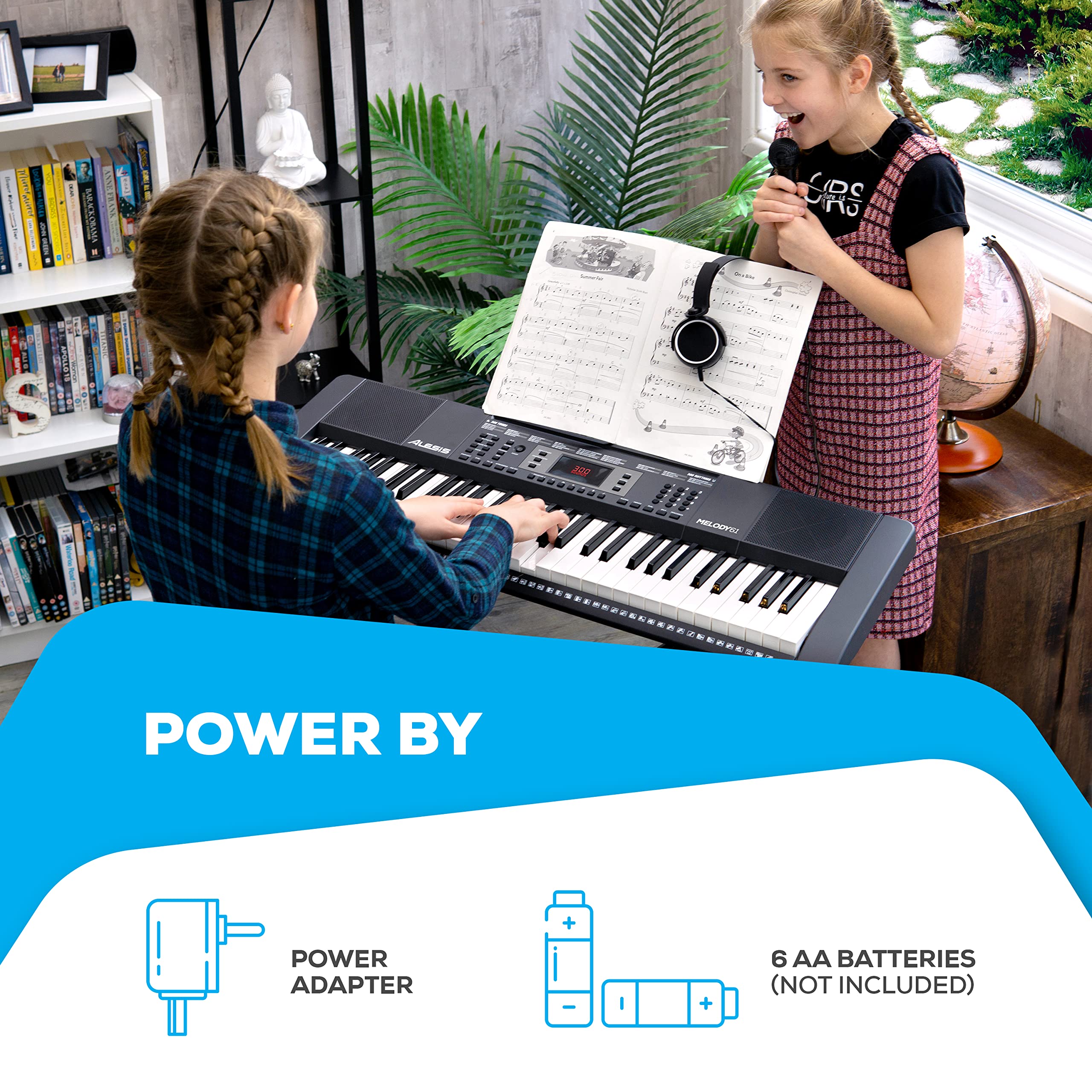 Alesis Melody 61 MKII | 61 Key Portable Keyboard with Built In Speakers, Headphones, Microphone, Piano Stand, Music Rest and Stool (Renewed)