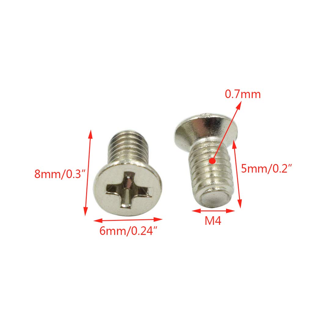 Hxchen 50Pcs M4 x 8mm Metric Phillips Flat Head Countersunk Bolts Machine Screws 304 Stainless Steel