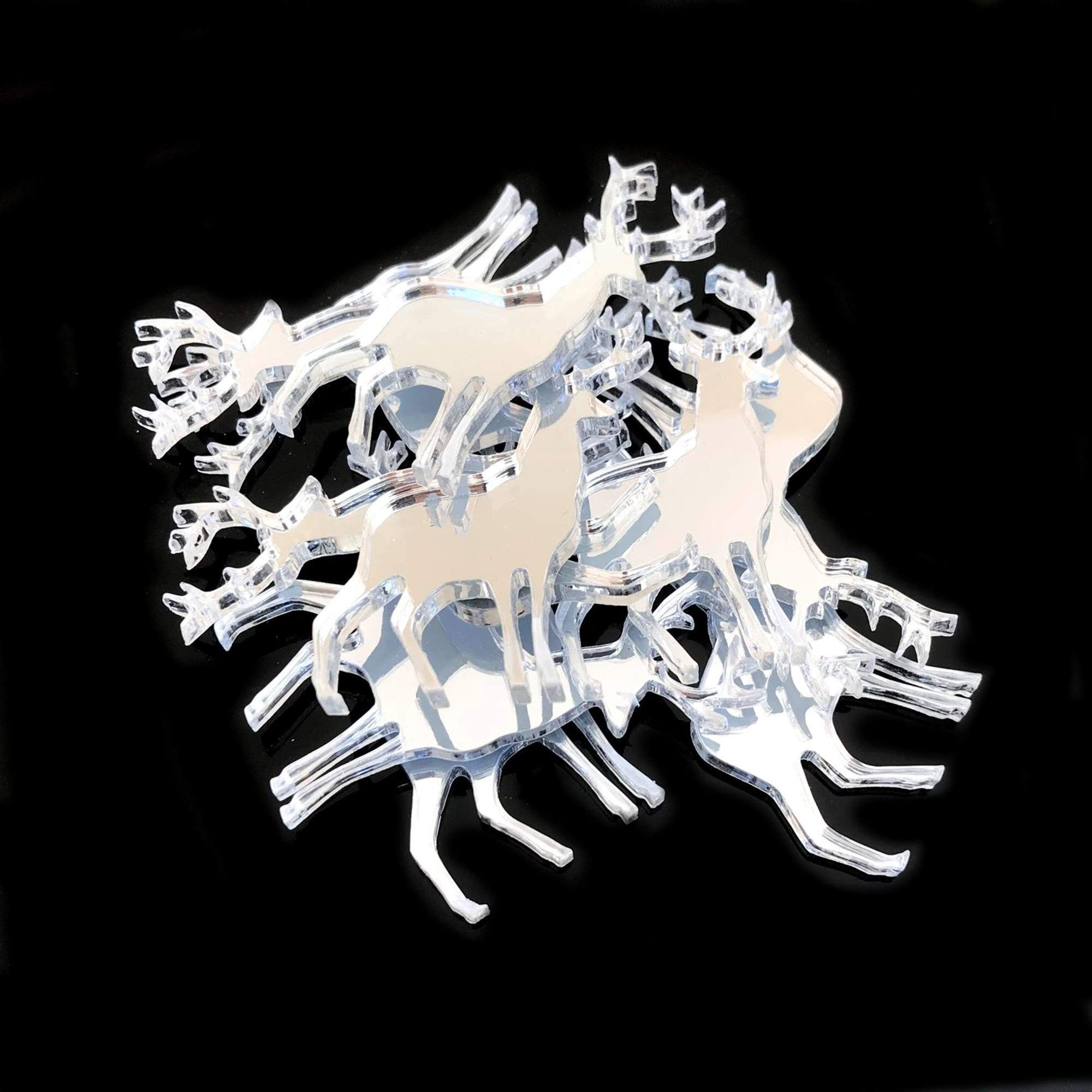 Super Cool Creations Reindeer Shaped Crafting Mirrors, Set of 10, Many Colours, Shatterproof Acrylic, Lime Green, Pack of 10 x 5cm