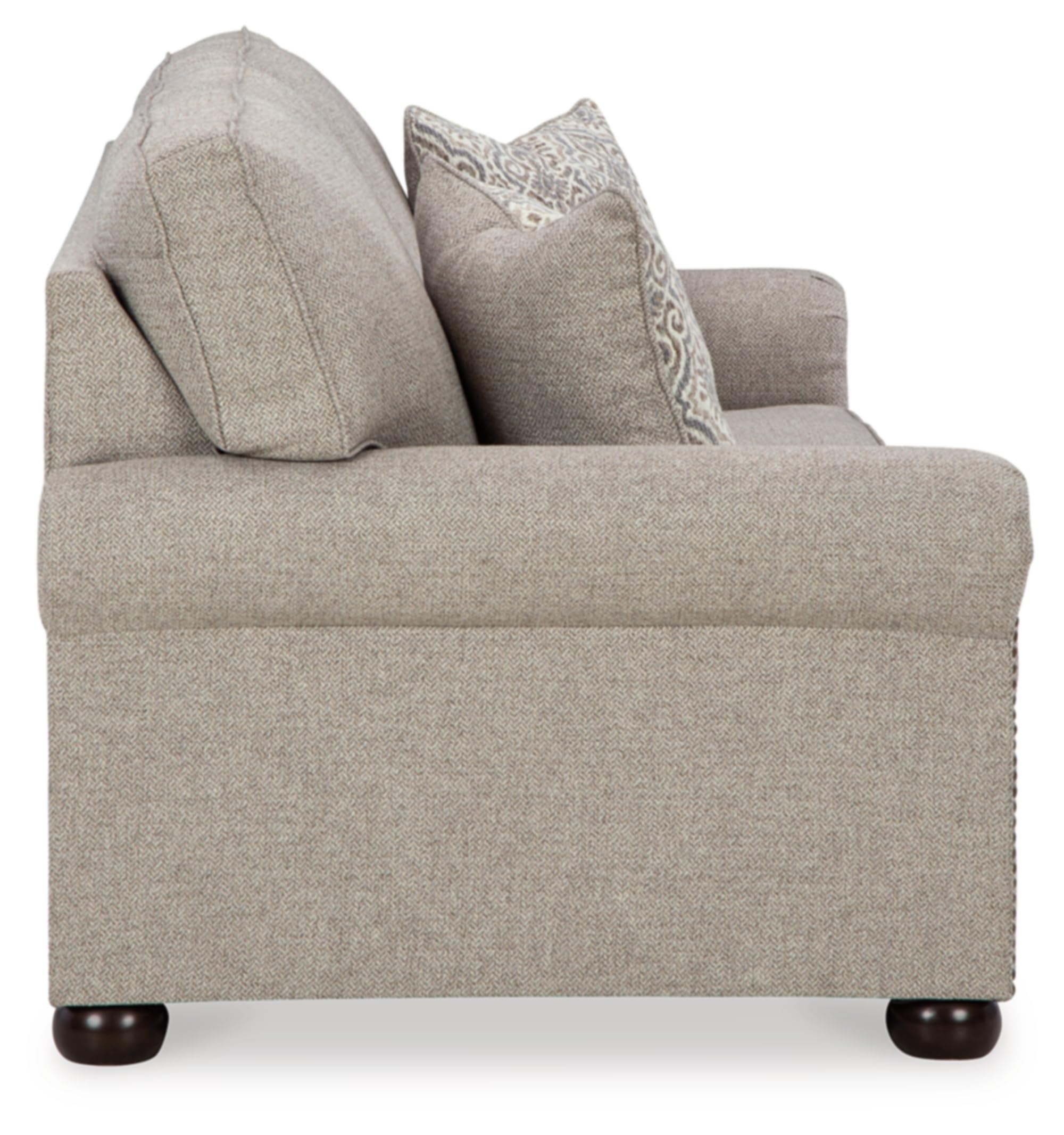 Signature Design by Ashley Gaelon Transitional 2-in-1 Sofa Sleeper with Folding Gel Memory Foam Mattress, Nailheads and 2 Accent Pillows, Queen, Beige