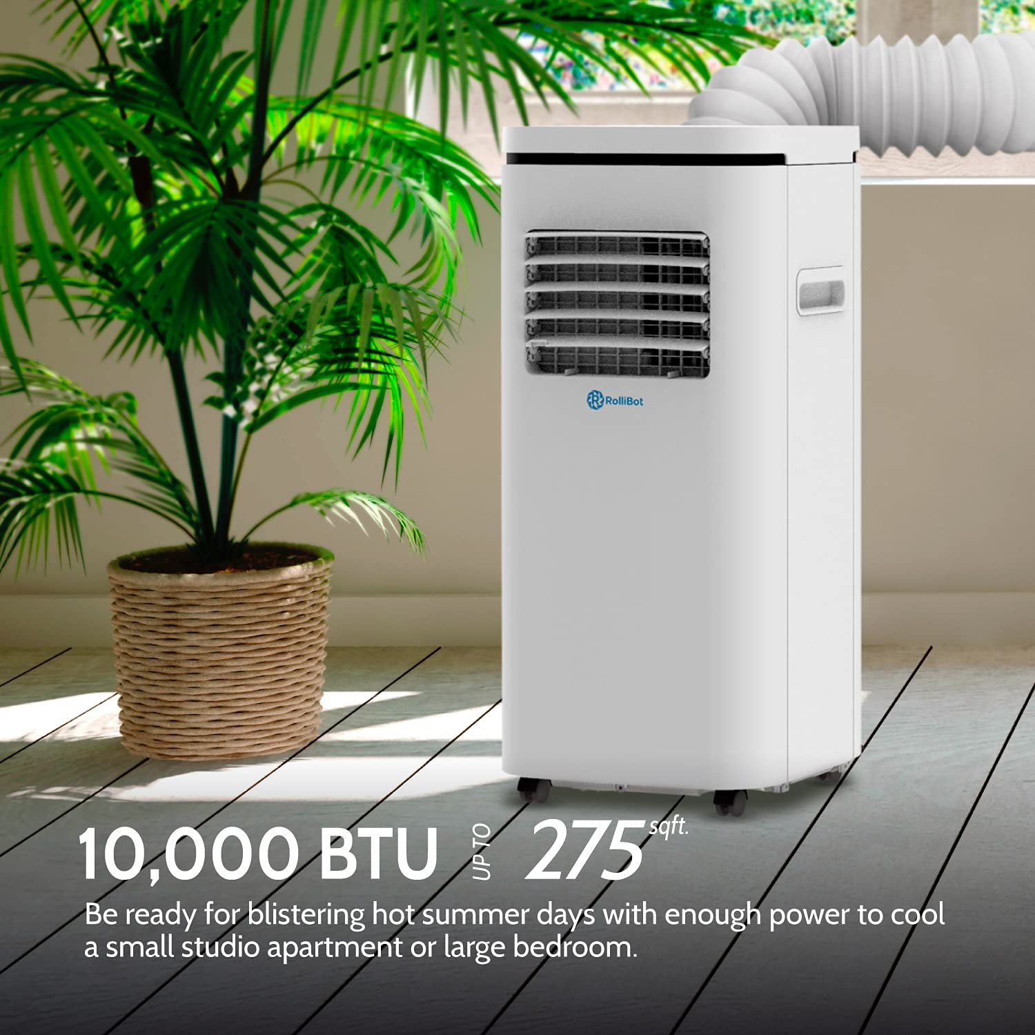 Alexa Voice-Enabled ROLLICOOL Smart Portable Air Conditioner 10,000 BTU Quiet AC Unit with Built-in Dehumidifier and Fan Modes, Mobile App and Easy Install Window Mount Kit, For Rooms up to 375 sq ft