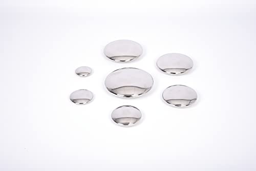 TickiT Sensory Reflective Silver Buttons - Set of 7 - Mirrored Discs for Babies and Toddlers Aged 0+ – Stainless-Steel, Sensory Stacking Pebbles - Stunning Nursery Decor