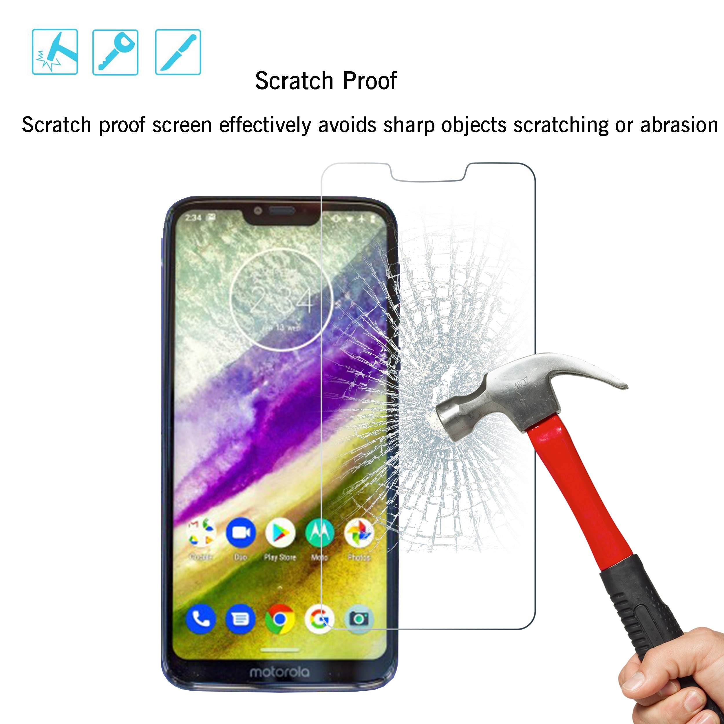Ailun Screen Protector for Moto G7 Power 3 Pack 9H Hardness Tempered Glass Screen Protector for Motorola Moto G7 Power Bubble Free Anti Scratch Oil Stain Coating Case Friendly