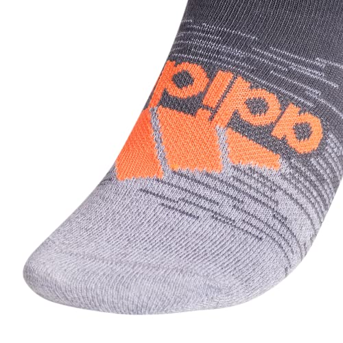 adidas Kids-Boy's/Girl's Superlite No Show Socks (6-Pair), Onix Grey/Grey/Signal Orange, Medium