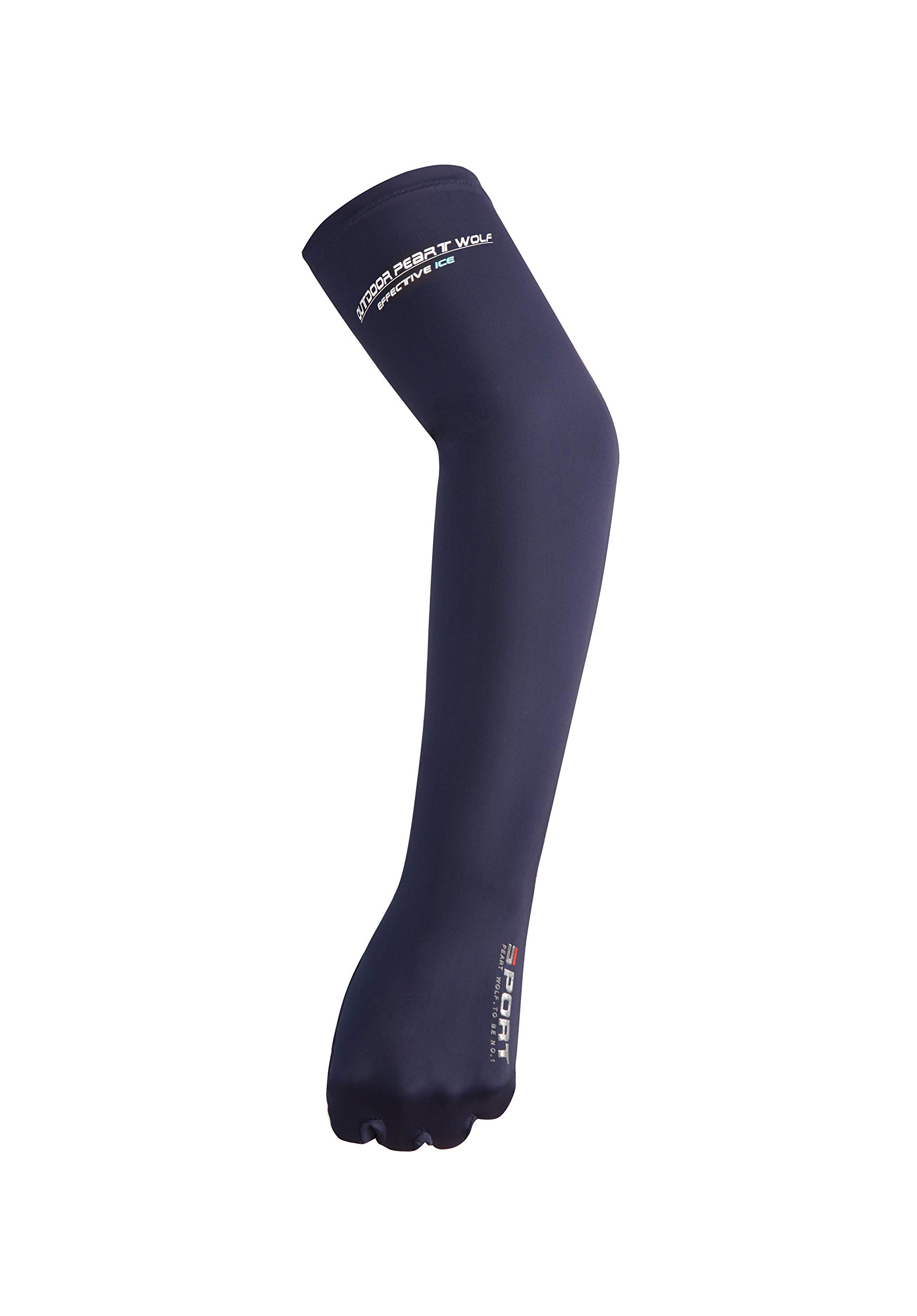 Arm Sleeves with 2 Cut Fingers Gloves for Men by Emaplos Antislip Design Compression UV-Protection Armsleeves 1 Pair (Navy)