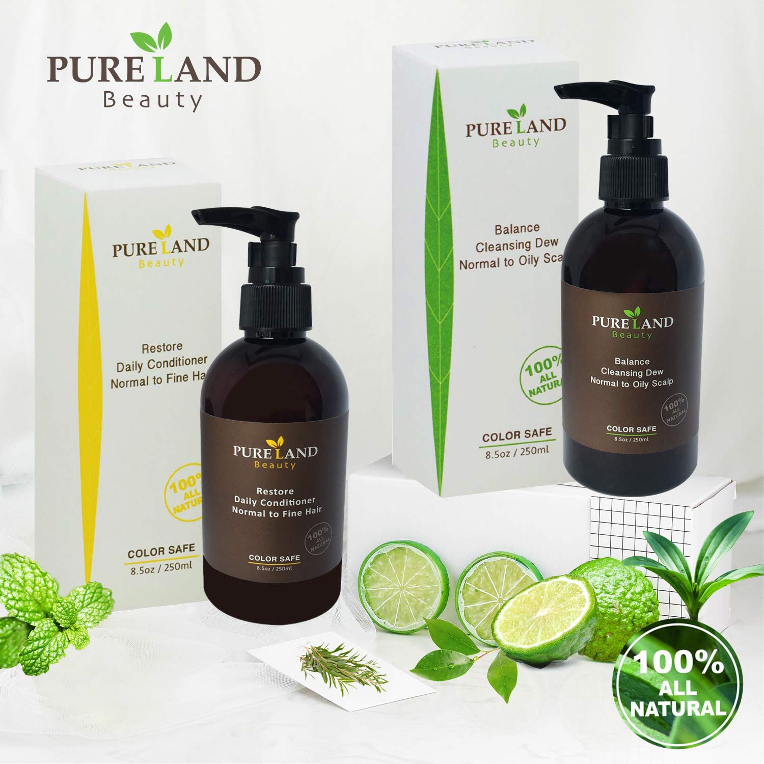 Pureland Beauty Restore Daily Conditioner - Natural Hair Conditioner for Normal to Fine Hair - Sulfate-Free and Plant-Based - 8.5 oz