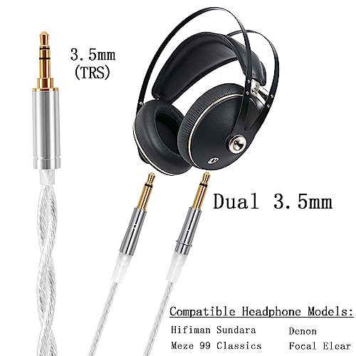 FAAEAL Copper Silver Plated Upgrade Cable,Compatible with Hifiman HE400SE HE4XX,HE-350,Meze 99 Classics,Denon AH-D9200,3.5mm to Dual 3.5mm(1/8”) Aux Cord Replacement Wire