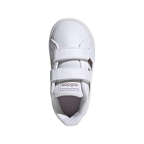 adidas Kids’ Grand Court K Sneaker, White/Copper Metallic/Glow Pink, 3 M US Little Kid