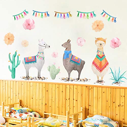 Alpaca Wall Decals Cute Animal Removable Stickers for Kids Nursery Bedroom and Party Decorations