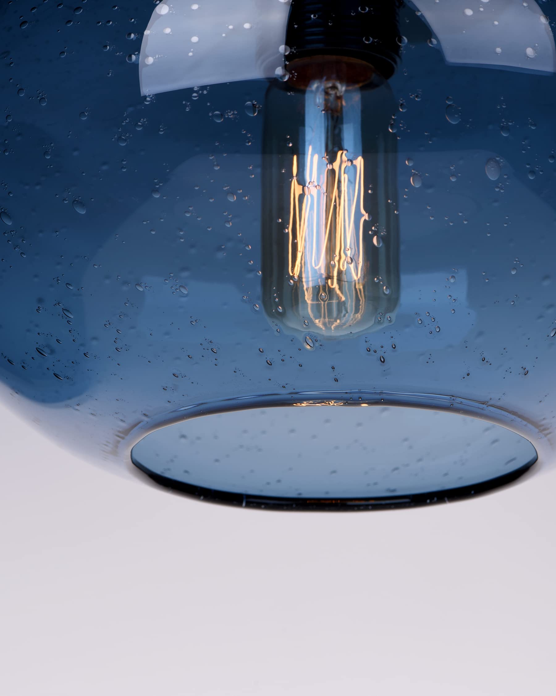 ARIAMOTION Pendant Lighting for Kitchen Island Blown Glass Blue Modern Seeded Bubbles Mini Light Fixtures Dining table Bathroom Bedroom Sink Brushed Nickel 8.5 inch Diam 2 Pack