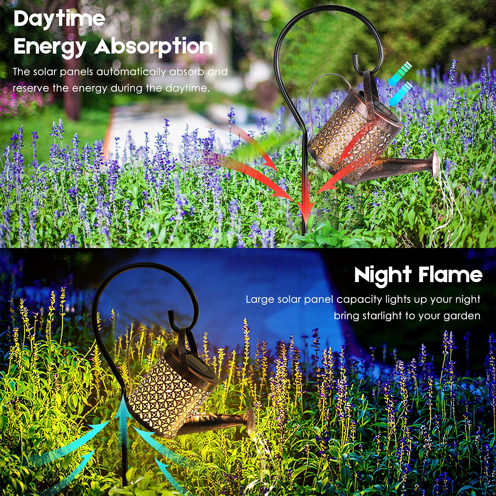 Cullaby Solar Garden Lights Outdoor Solar Powered Waterproof - Lifetime Replacement - Decorative Kettle Art Light Waterproof IP55 with Installed Light String