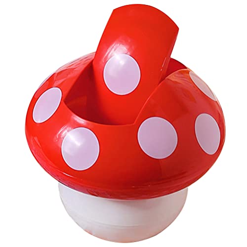 BESTonZON Tiny Desktop Waste Garbage Bin Mushroom Shaped Trash Can Plastic Mini Wastebasket Trash Can Cute Wastepaper Basket Waste Bin with Swing Lid for Office Home