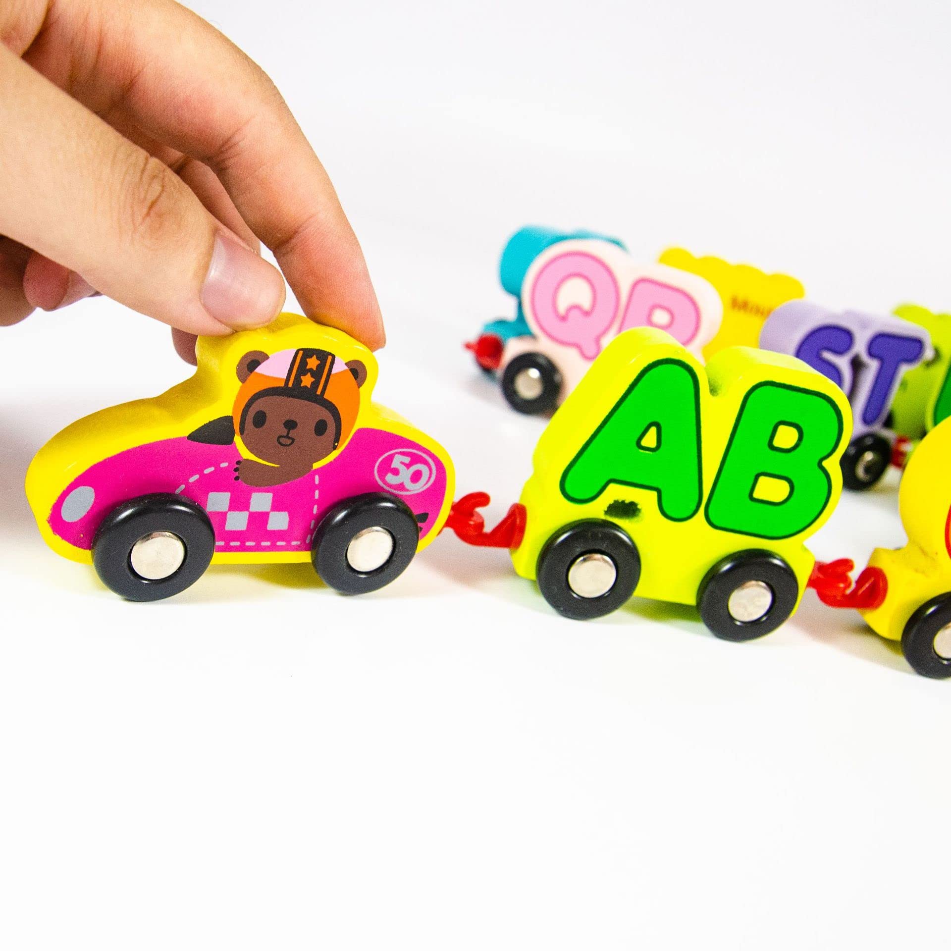 ACOOLTOY Wodden Alphabet Train, Great Gift for Christenings, New Baby, Birthdays