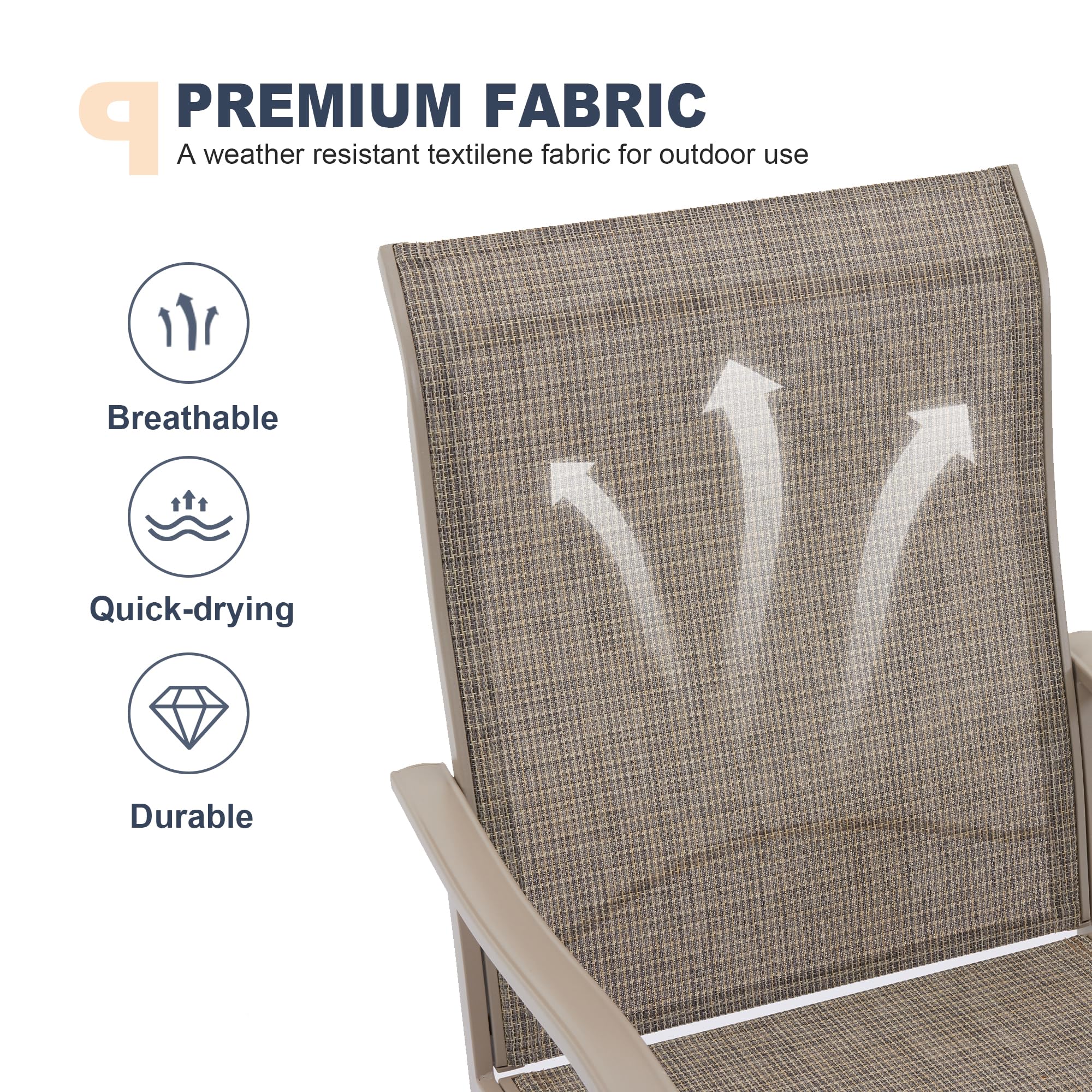 VICLLAX Patio Swivel Dining Chairs Outdoor Chairs with Armrest, Textilene Fabric Outdoor Patio Chair Set of 2, Sandshell Frame
