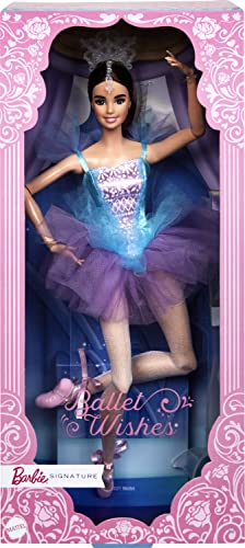 Barbie Signature Doll, Ballet Wishes Posable Brunette with Ballerina Costume, Tutu, Tiara and Pointe Shoes