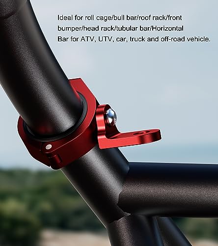 BRCOVAN Whip Light Flag Mount Solid Aluminium Alloy Light Bar Mounts Mounting Bracket Tube Clamp Fit on 1.5''/1.65''/1.75''/1.85''/2'' Roll Cage Bull Bar Roof Rack for ATV UTV Truck (Red)