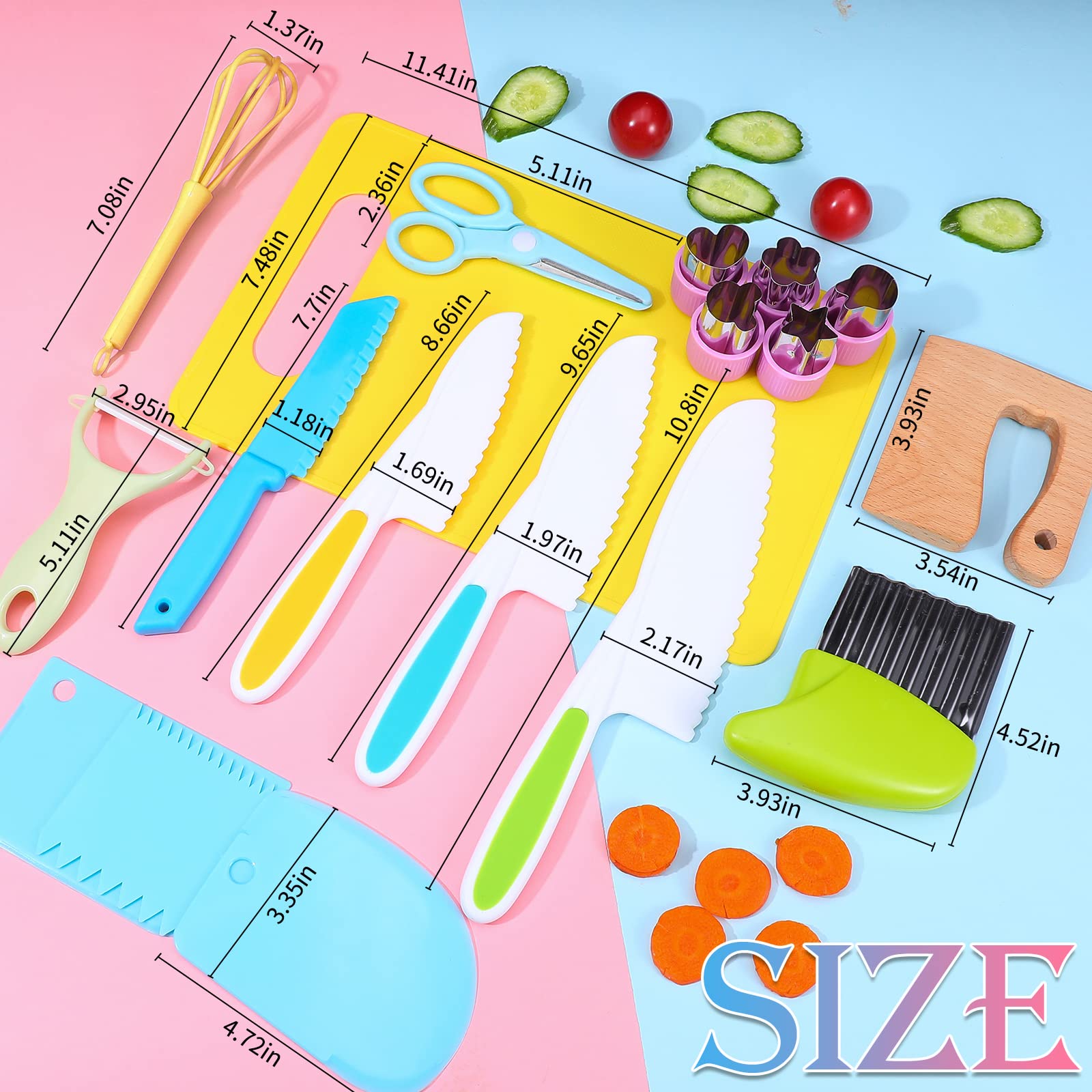 Arme 20 Pieces Wooden Kids Knife Set, Kids Safe Knifes For Cooking,Kids Kitchen Knives For Parent-Child Games&Exercise Hands-On Ability&Gifts
