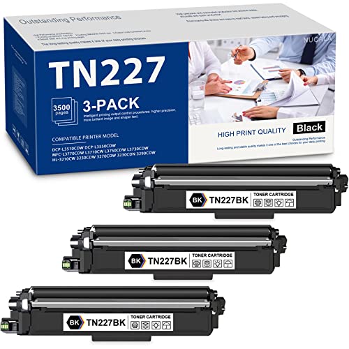 BERY 3 Pack, Black TN227BK TN227BK Toner Compatible Replacement for Brother TN227 TN227 DCPL3510CDW BY -TN227BK-3BK BY -TN227BK-3BK
