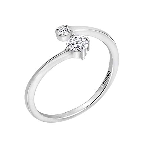 Amazon Essentials Platinum-Plated Sterling Silver Infinite Elements Cubic Zirconia 2-Stone Round Ring, Size 8, (previously Amazon Collection)