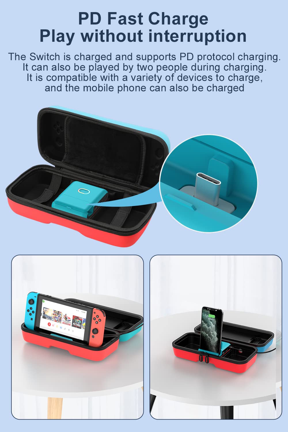 Kingstar Switch Dock for Nintendo Switch - Portable Switch Docking Station with Carrying Case, PD Fast Charging, RJ45 Gigabit Ethernet, HD Projection HDMI Port for Switch OLED Console and Accessories