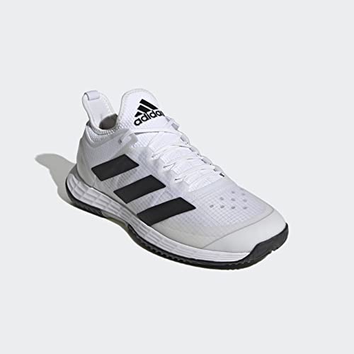 adidas Men's Adizero Ubersonic 4 Tennis Shoe, White/Core Black/Silver Metallic, 11