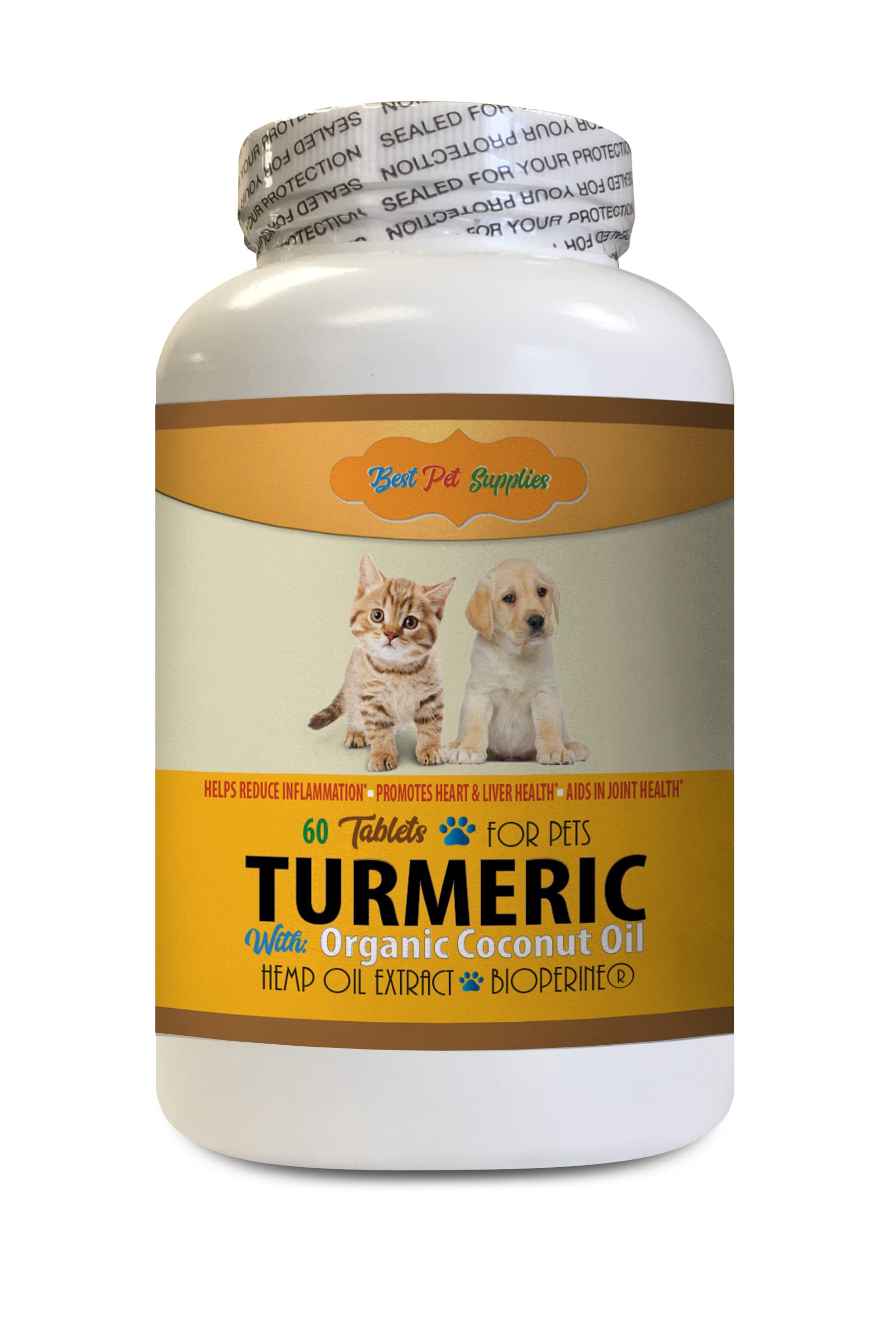 cat Joint Pain Relief - Turmeric with Coconut and Hemp Oil for Dogs and Cats - Natural Treats - Anxiety Relief - Joint Health - Turmeric Extract for Cats - 60 Treats (1 Bottle)