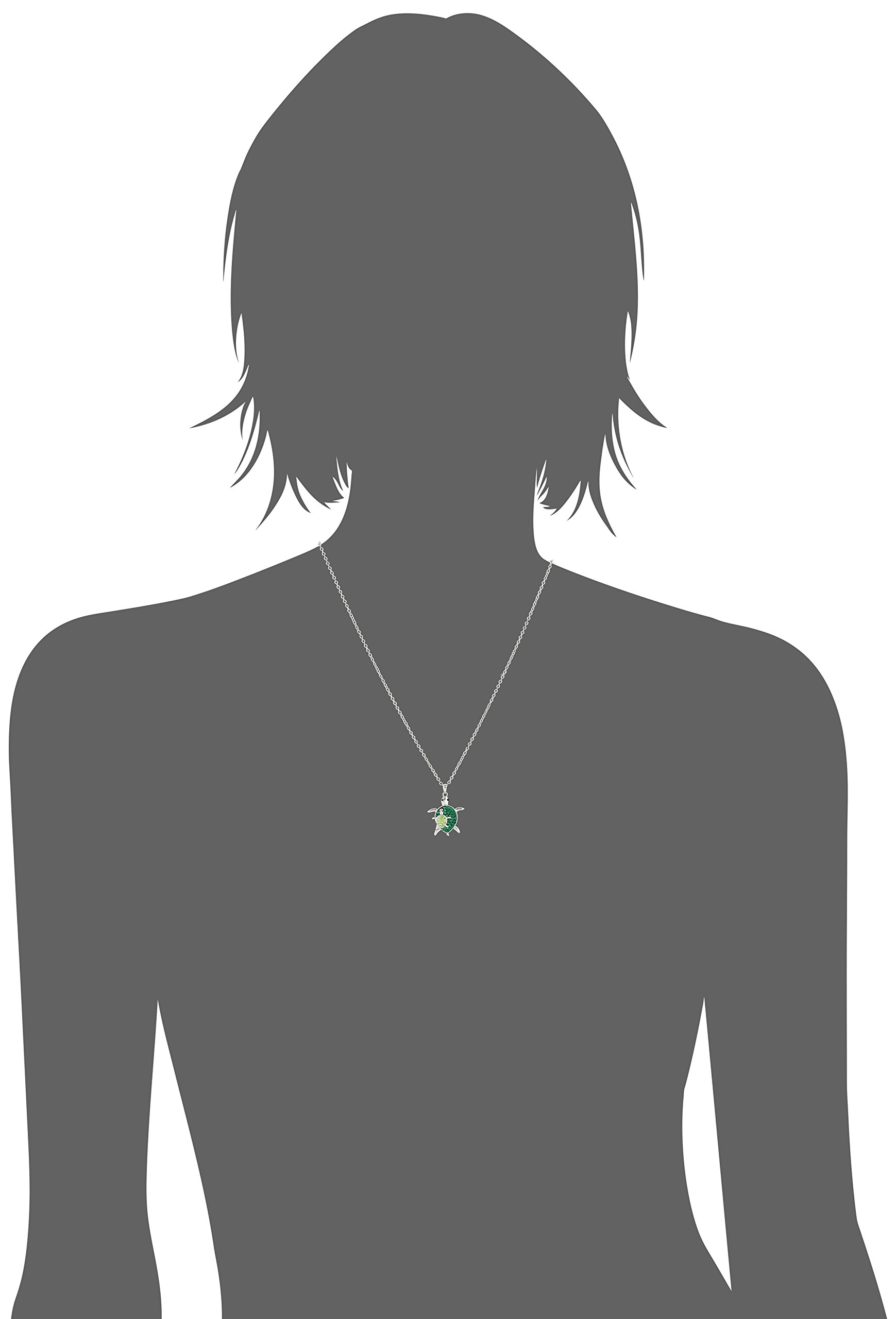 Amazon Essentials womens Silver-Plated You & Me Crystal Turtles Pendant Necklace, 18", (previously Amazon Collection)