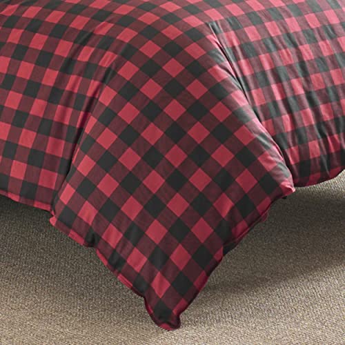Eddie Bauer - Queen Duvet Cover Set, Cotton Reversible Bedding, Buffalo Plaid Home Decor for All Seasons (Red/Black, Queen)