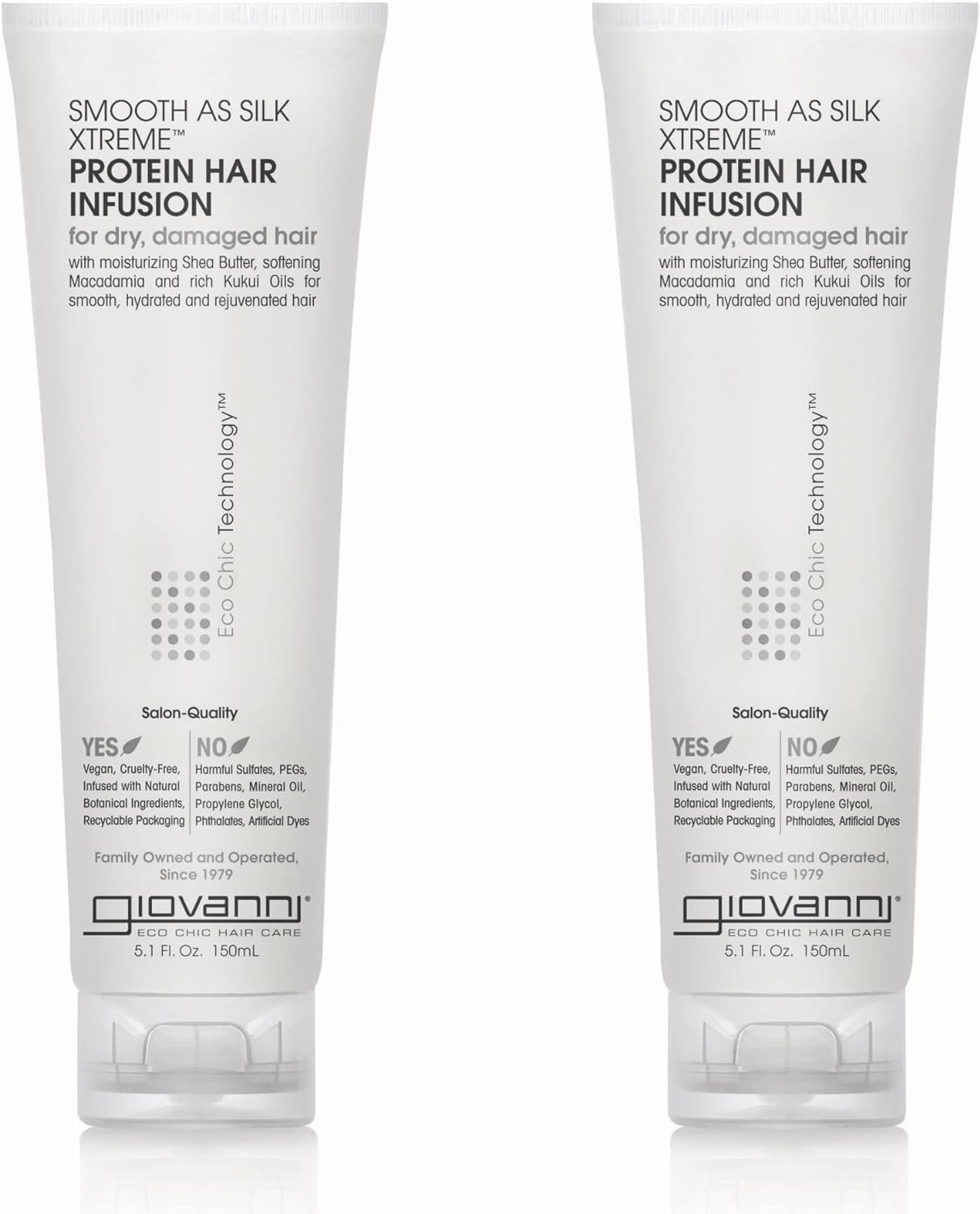 GIOVANNI Smooth As Silk Xtreme Protein Hair Infusion - Deep Moisturizing & Frizz Calming Hair Mask, Infusion to Revitalize Coarse & Over-Processed Hair, Color Safe, Paraben Free - 5.1oz (Pack of 2)