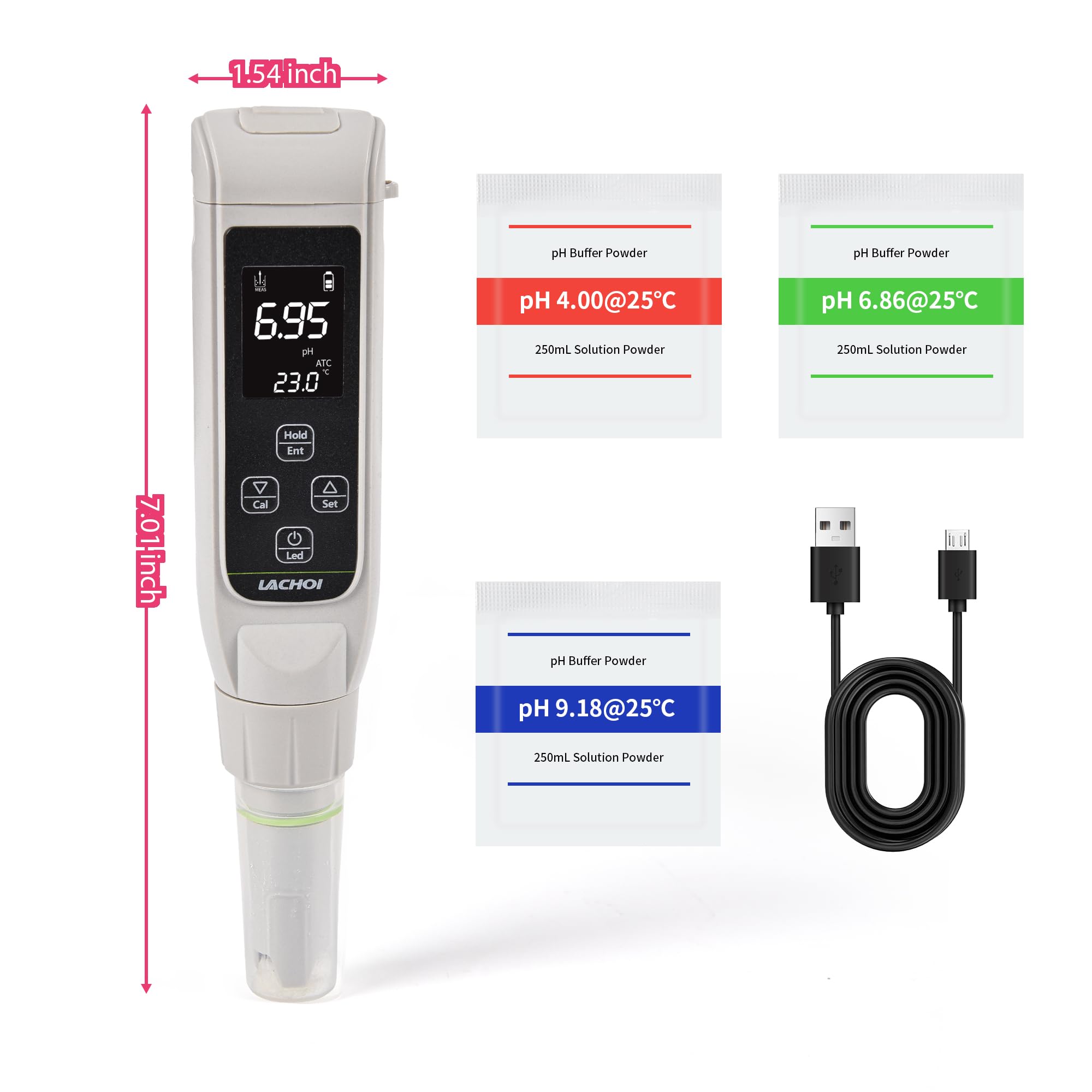 LACHOI pH Meter with ATC Digital PH Tester Pen with Backlight 0.01 High Accuracy Waterproof pH Tester Kit PH Pen Meter Temp/Water Tester for Hydroponics,Aquarium,Pool,Soil